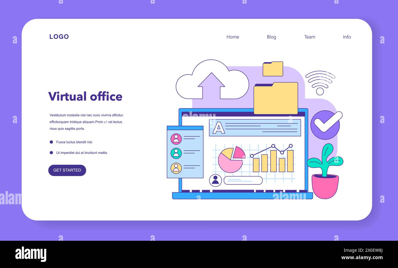 Dynamic digital workspace scene presents cloud uploading, vibrant data ... Dynamic digital workspace scene presents cloud uploading, vibrant data ...