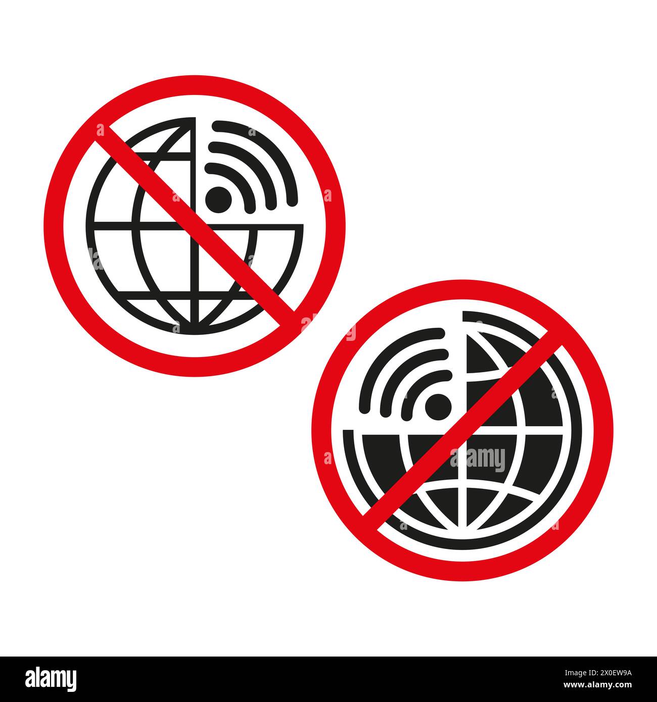 No internet connection symbols. Global network prohibition. Vector ...