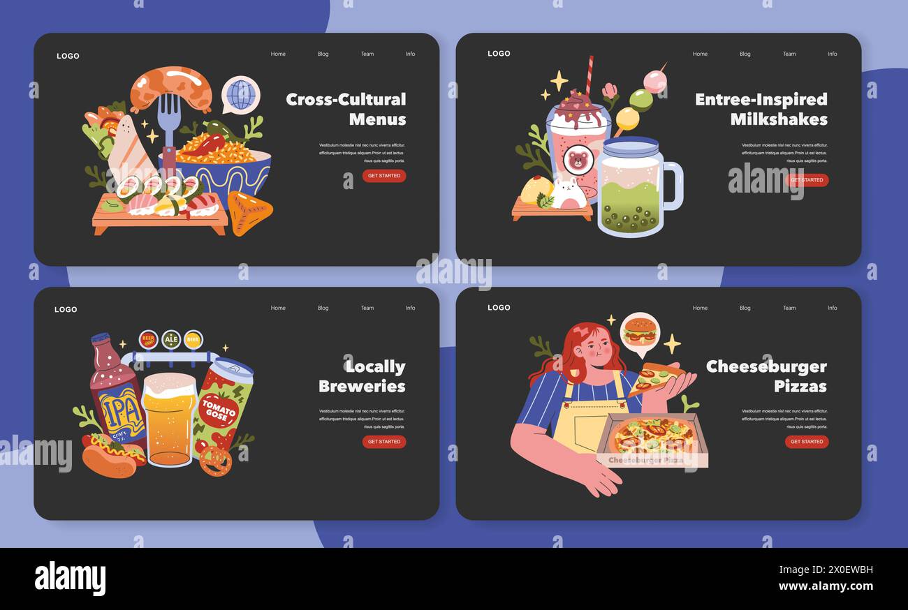 Multicultural Cuisine set. Illustrates diverse food options blending ...