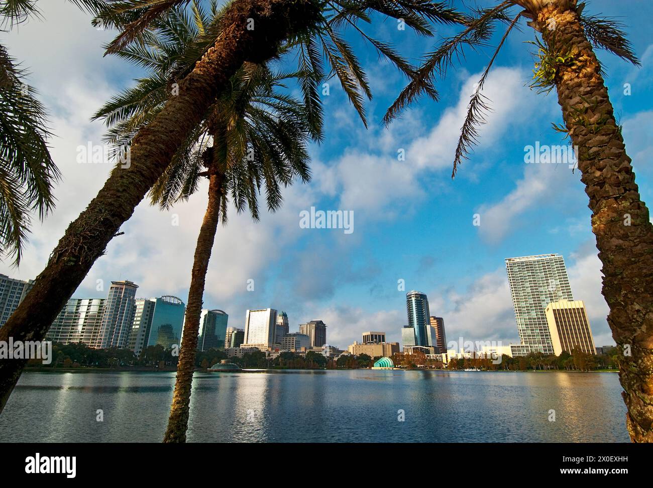 high-rise apartments and condos on Lake Eola in Orlando, Florida - USA ...