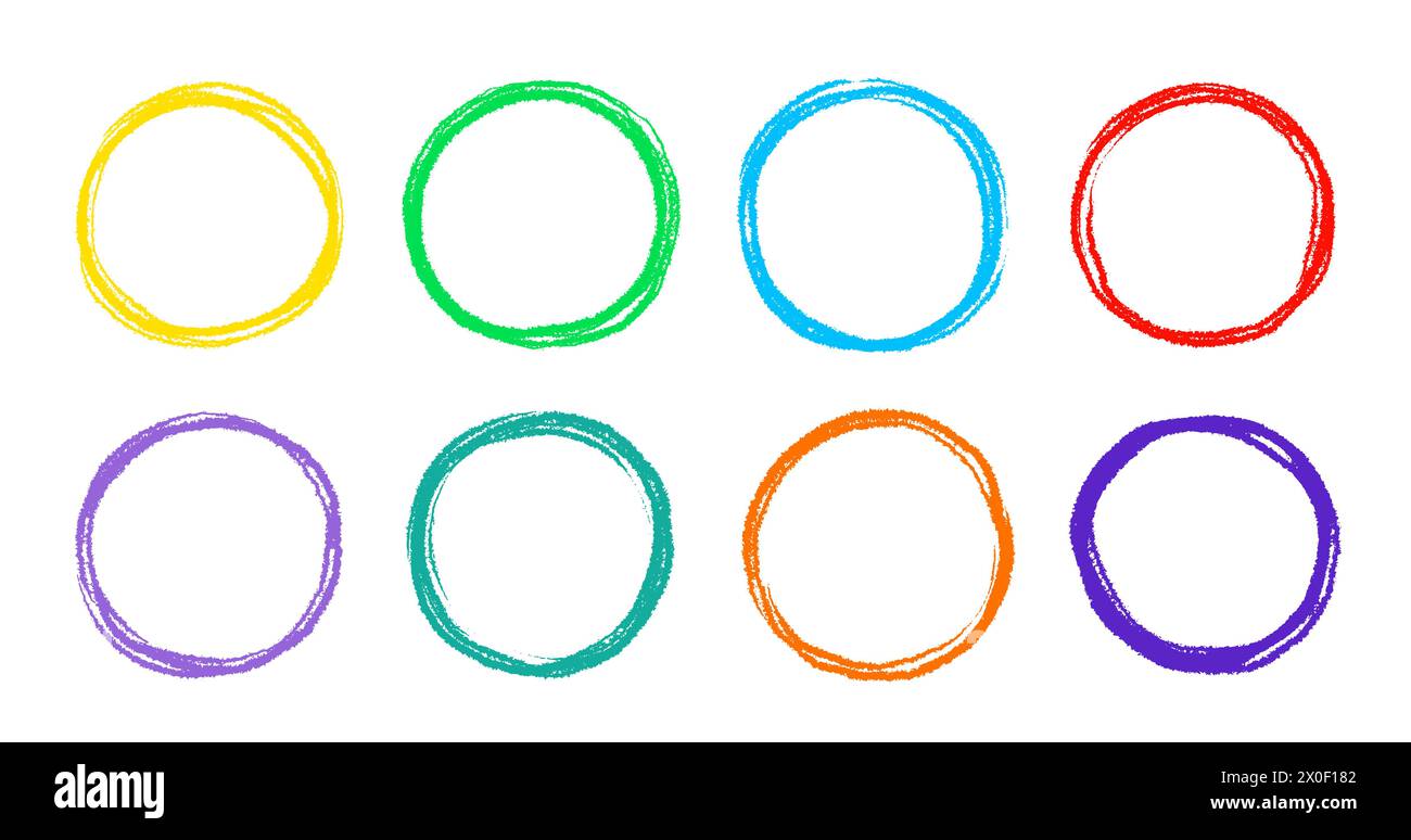 Scribble circle round vector frame. Hand drawn rough scribble effect ...