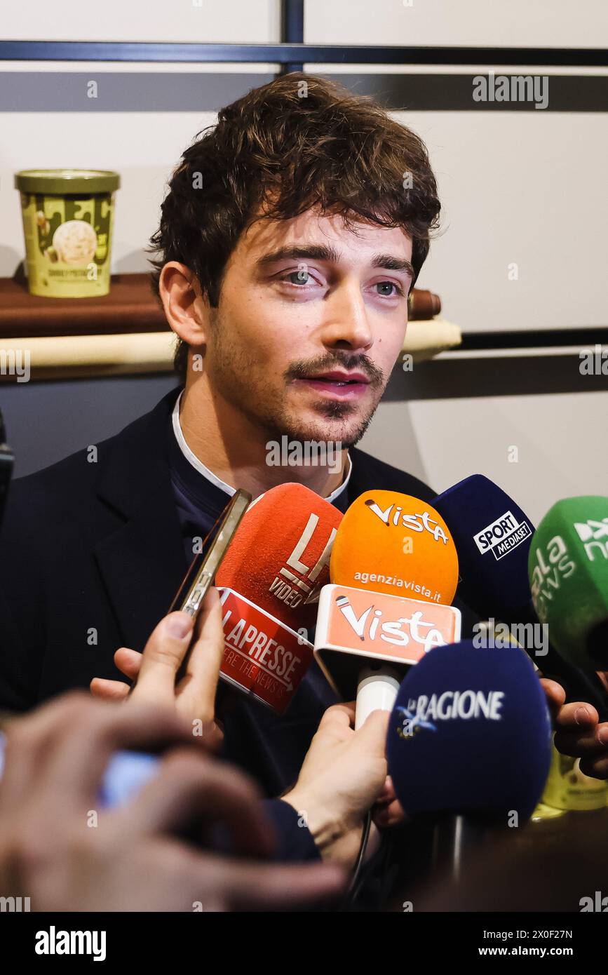 Milan, Italy. 11th Apr, 2024. F1 Ferrari driver Charles Leclerc is ...