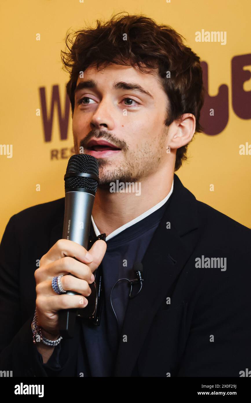 Milan, Italy. 11th Apr, 2024. F1 Ferrari driver Charles Leclerc is ...