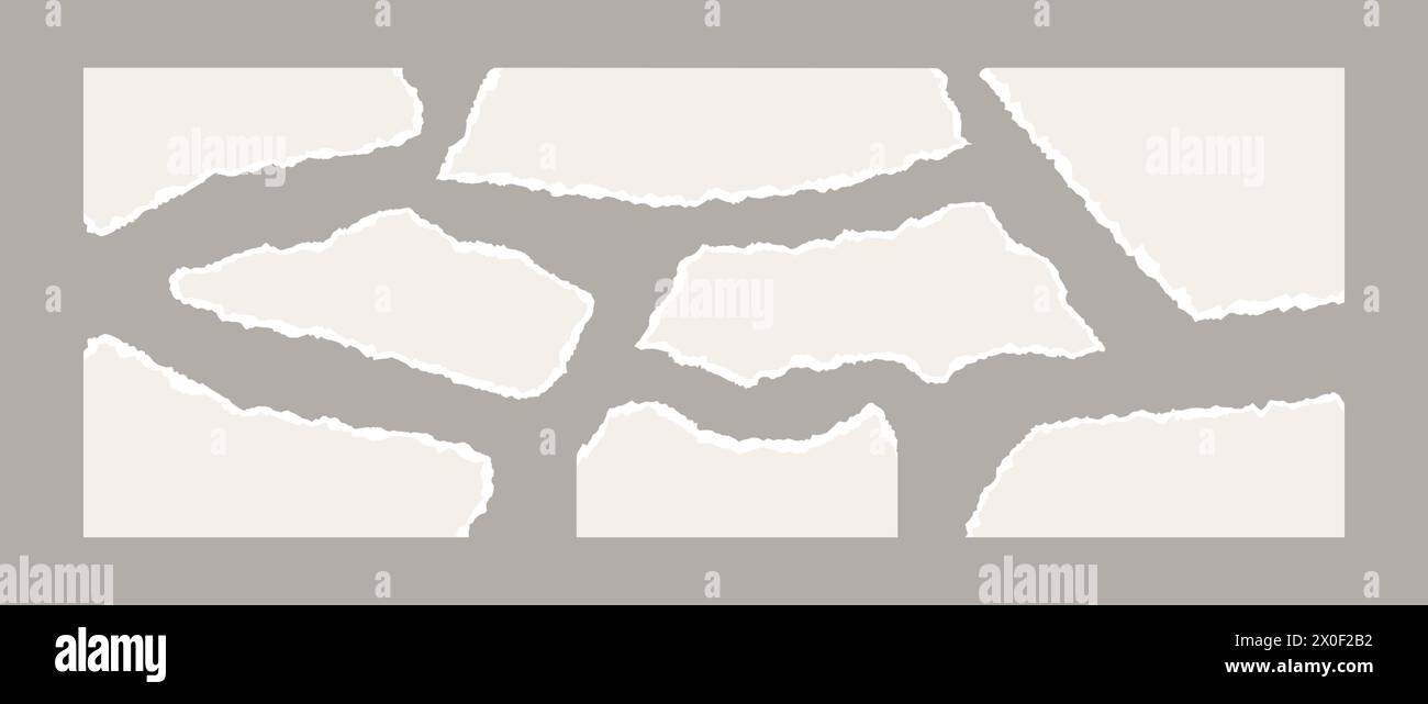 Beige torn paper pieces collection. Shapes with jagged uneven edges ...