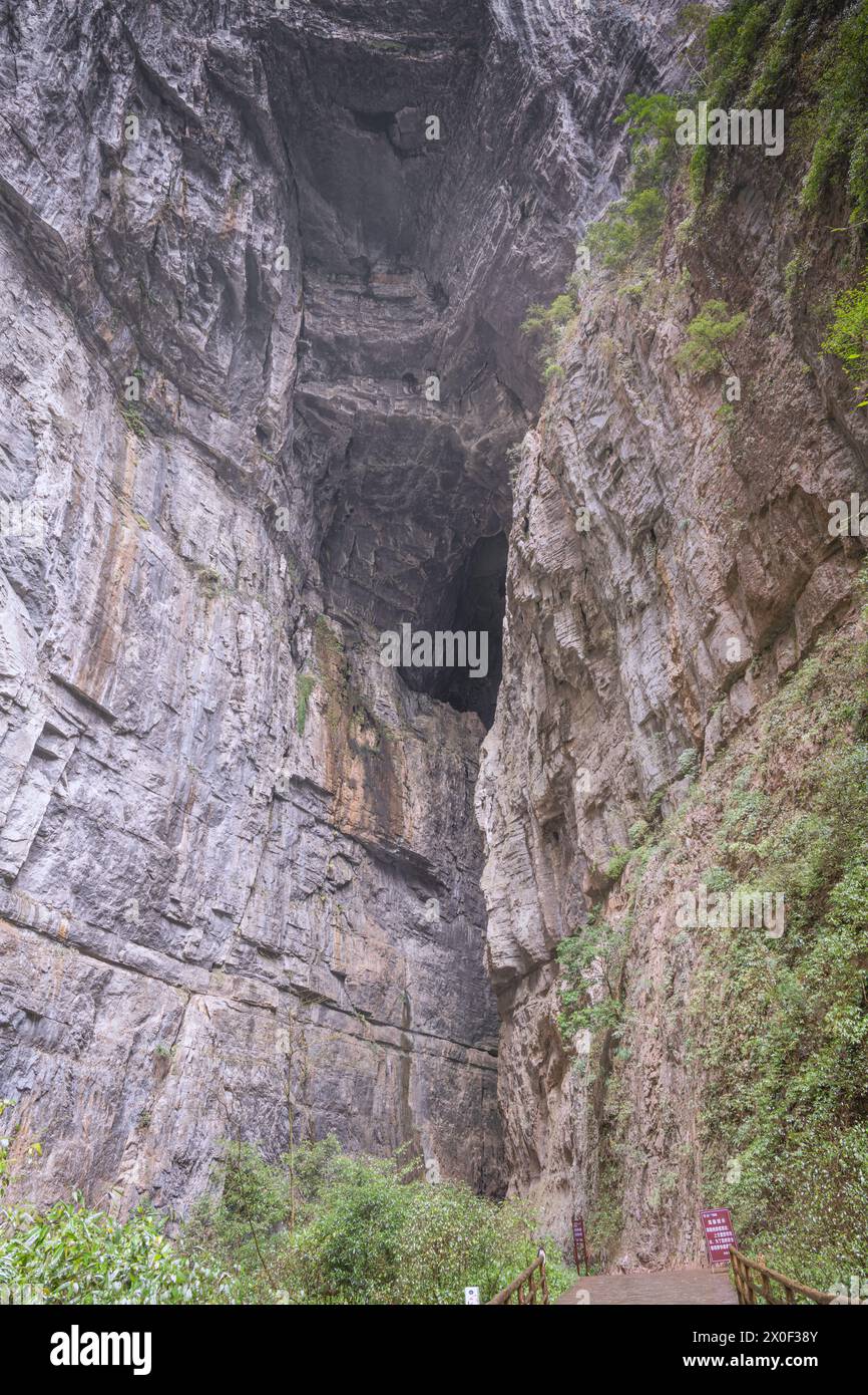 Wulong Karst limestone rock formations in Longshui Gorge Difeng, an ...