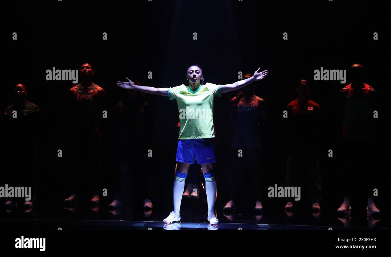 Paris, France. 11th Apr, 2024. Football player Kerolin Nicoli of Brazil ...