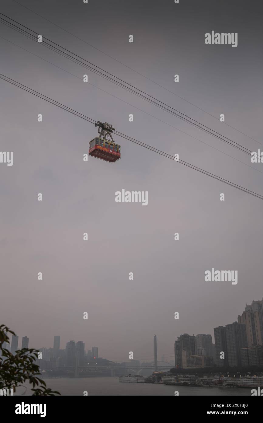 JANUARY 25, 2021, CHONGQING, CHINA: View from cableway over Yangtze ...