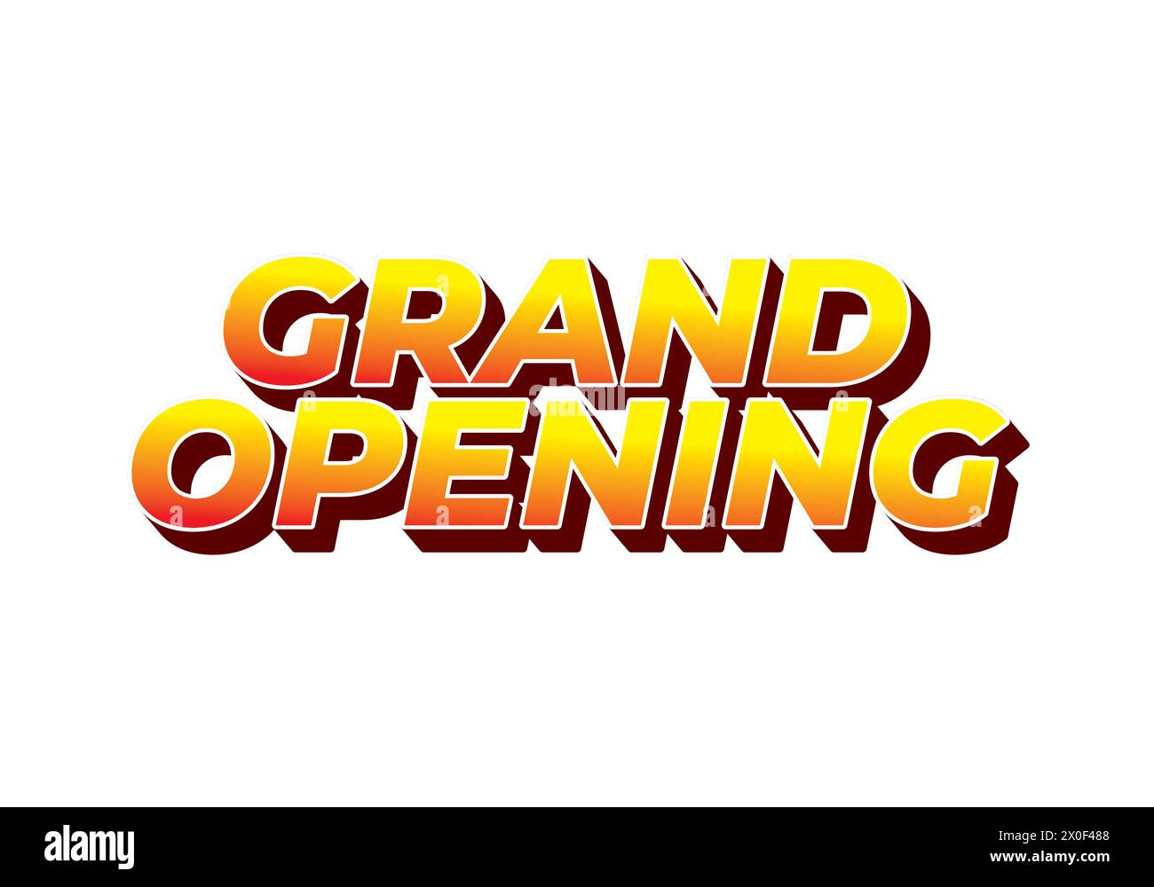 Grand opening. Text effect design in yellow red color with 3 dimension ...