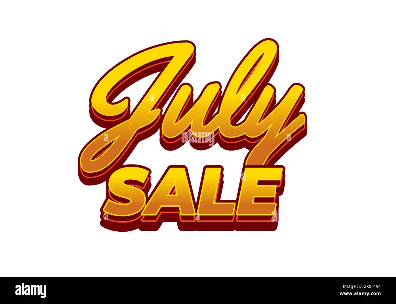 July sale. Text effect design in 3 dimension style and eye catching ...
