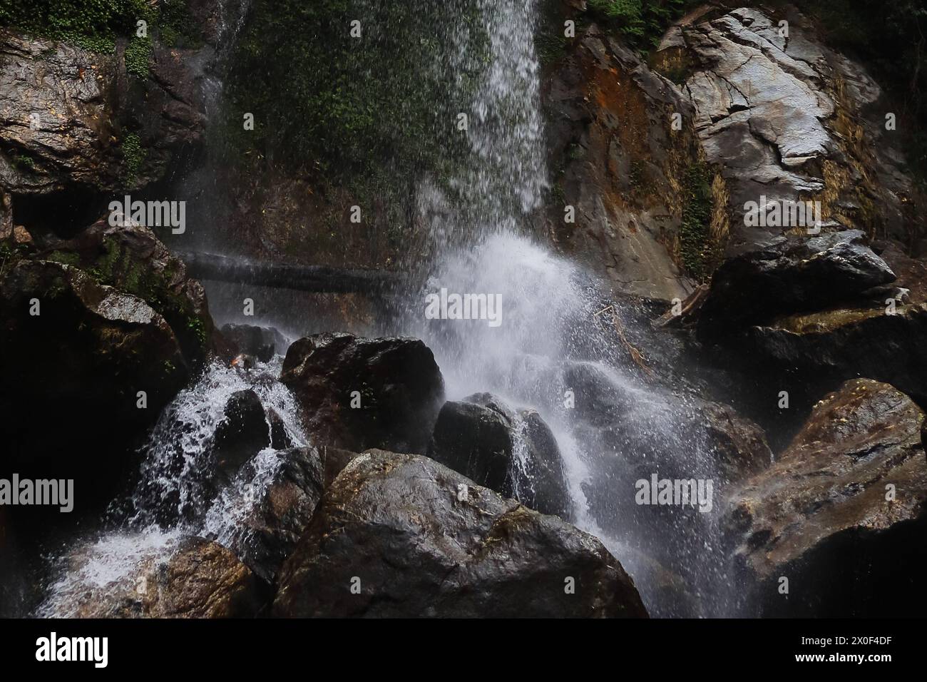 beautiful waterfalls of north sikkim,mountain stream flowing down to ...