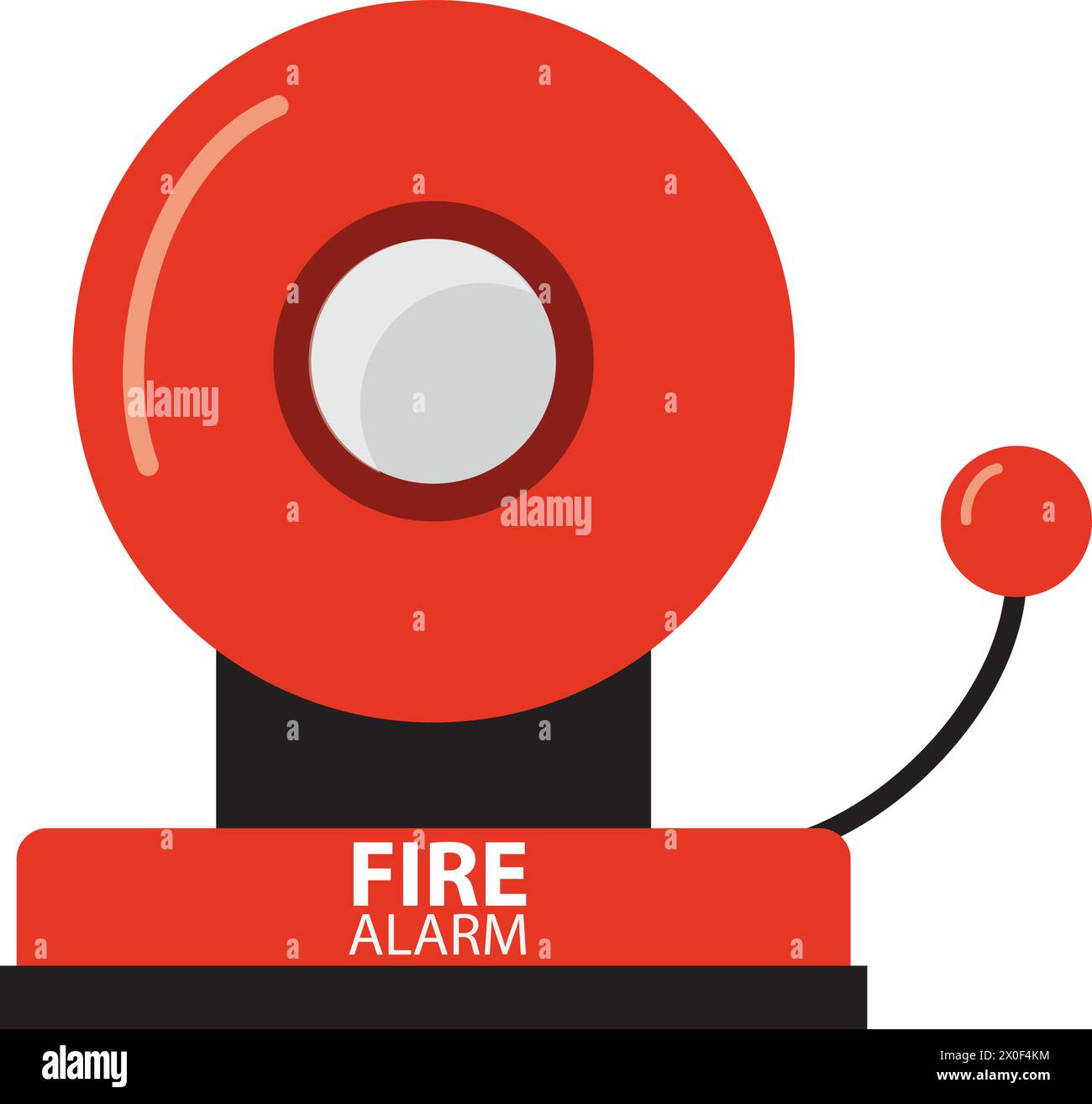 Red fire alarm system signal device isolated on white. Prevention ...