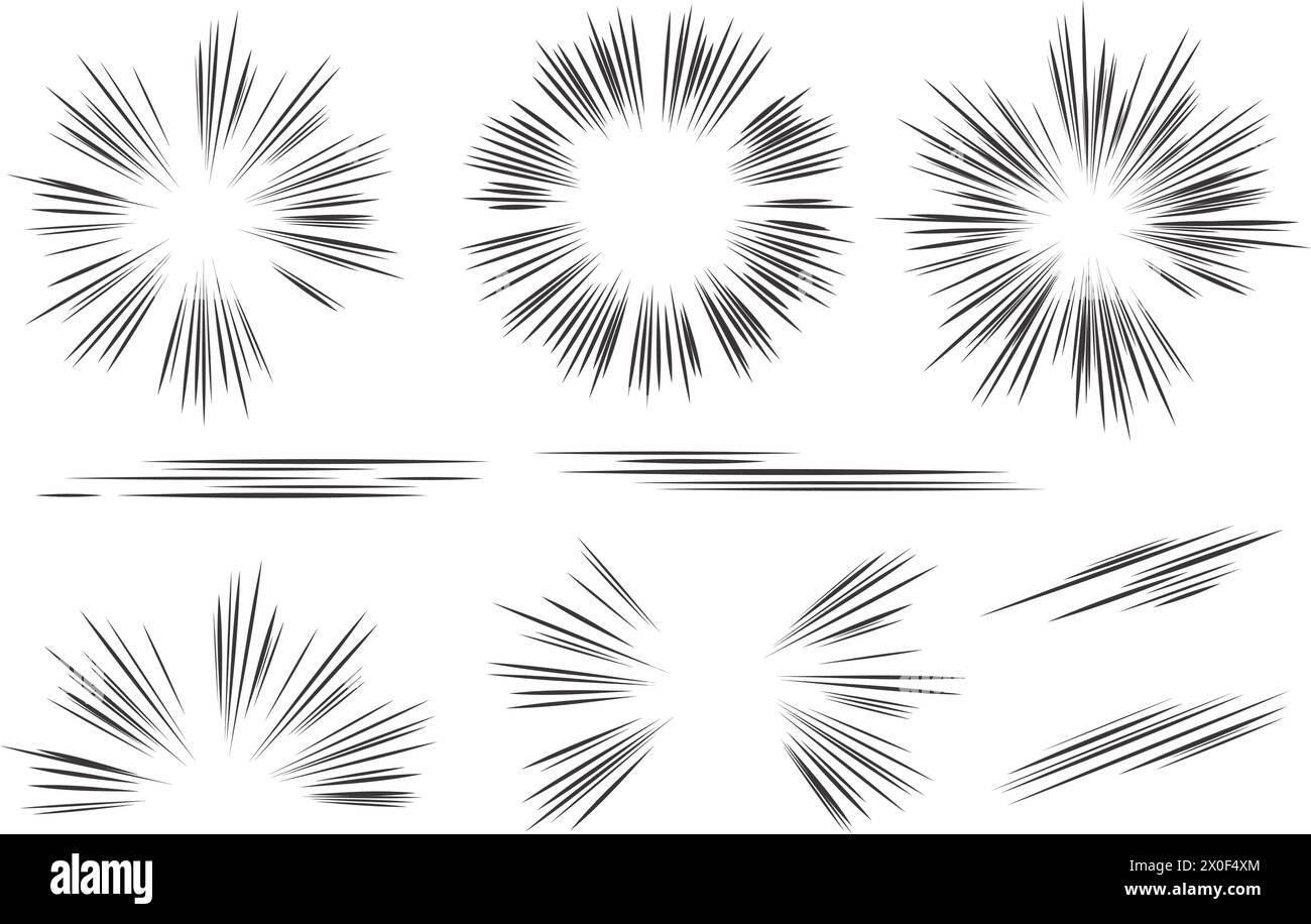 Manga speed lines effect. Vector comic motion elements. Action graphic ...