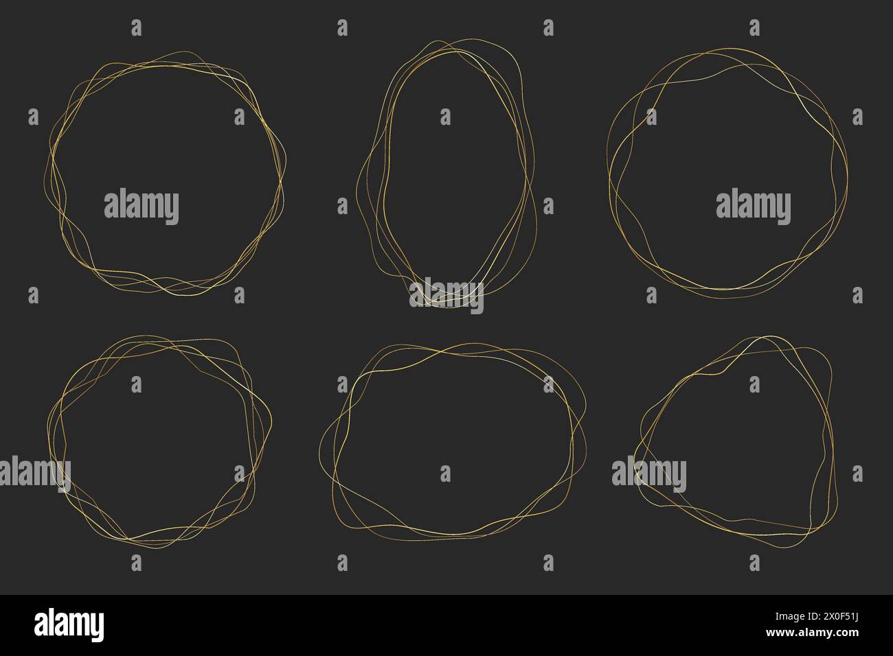 Golden geometric frames. Vector wedding thin line border. Simple modern ...