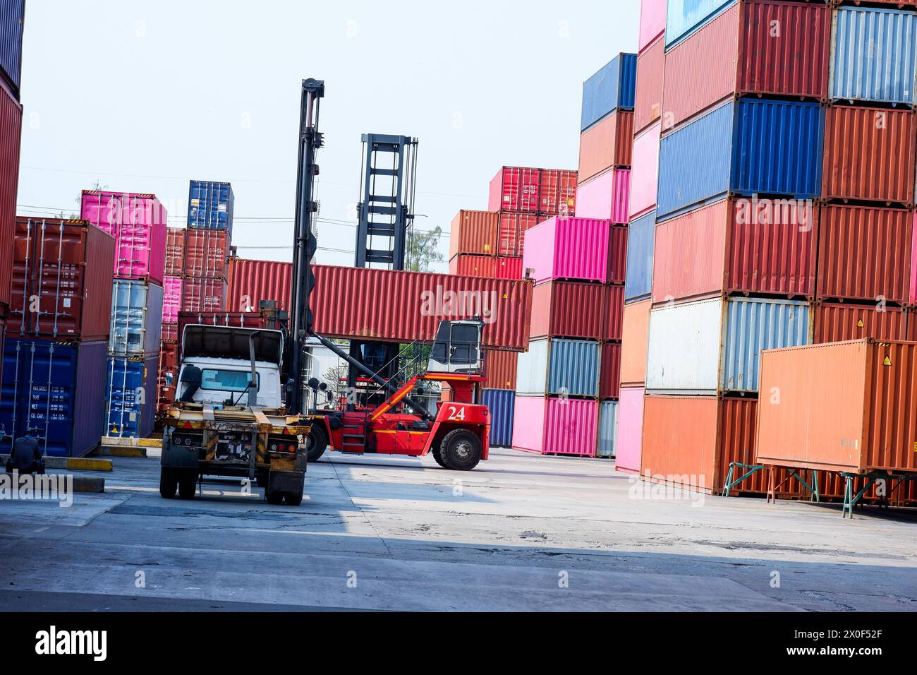 Container. Industrial crane loading Containers in a Cargo freight ship ...