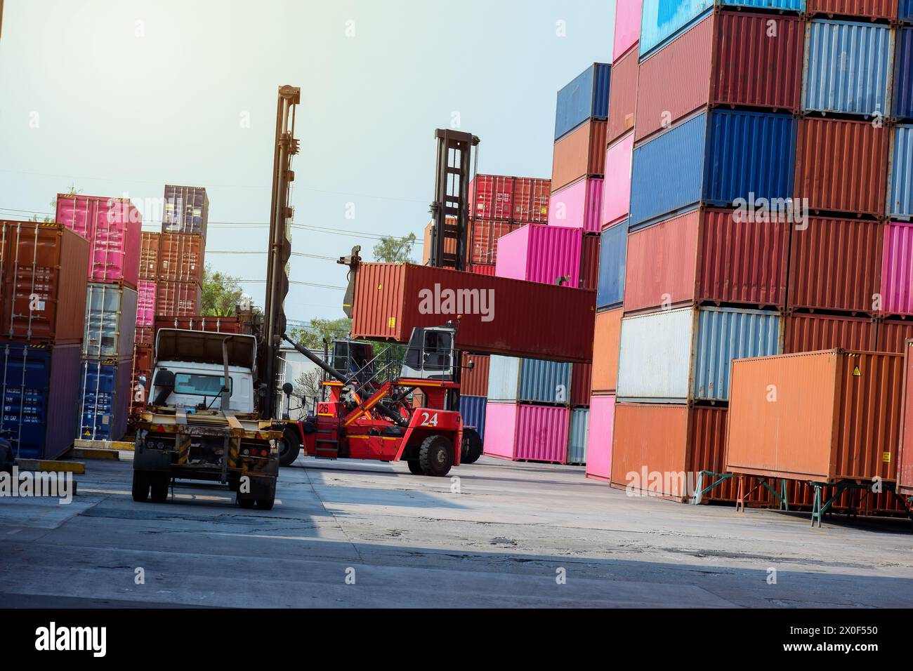 Container. Industrial crane loading Containers in a Cargo freight ship ...
