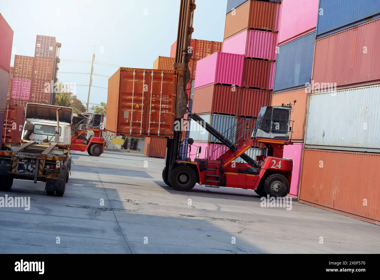Container. Industrial crane loading Containers in a Cargo freight ship ...