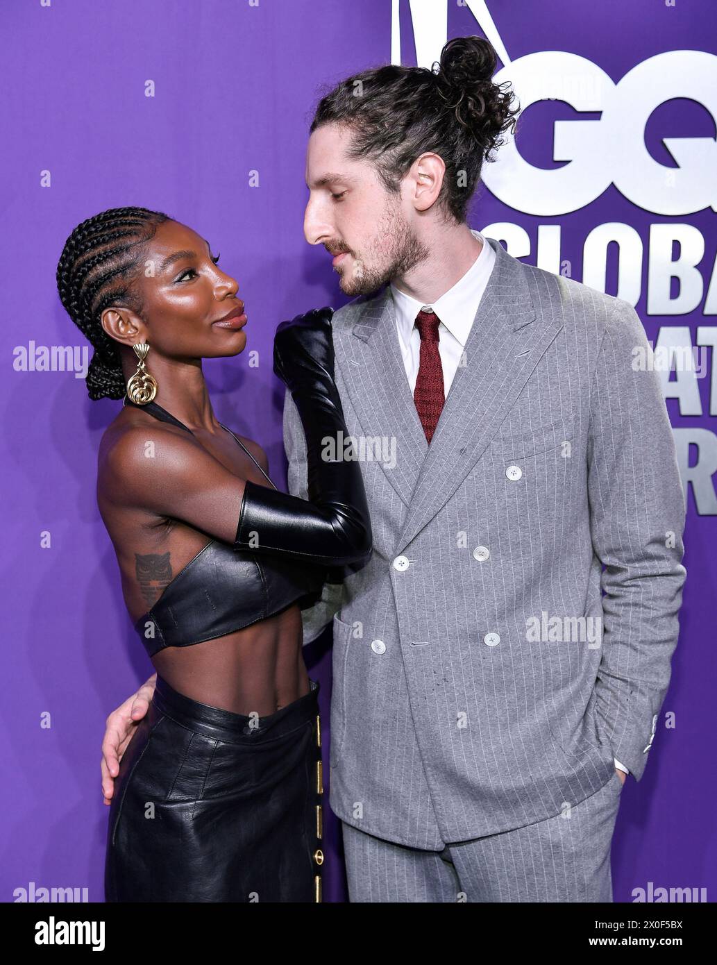 Michaela Coel, left, and boyfriend Spencer Hewett attend the GQ Global ...