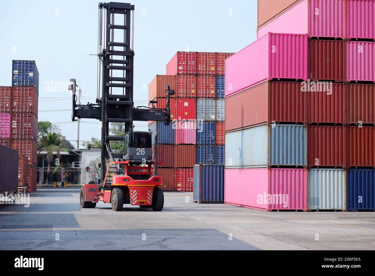 Container. Industrial crane loading Containers in a Cargo freight ship ...