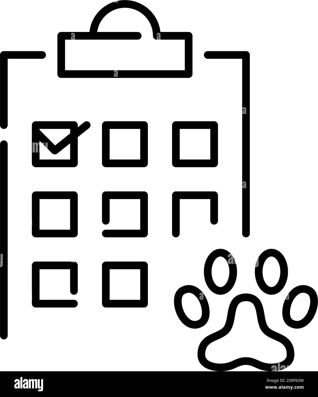 Pet health checkup veterinary service. Paw and a checkmark list ...