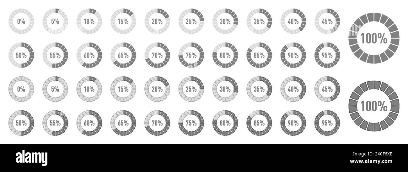 Circle percentage diagrams set for infographics on white background ...