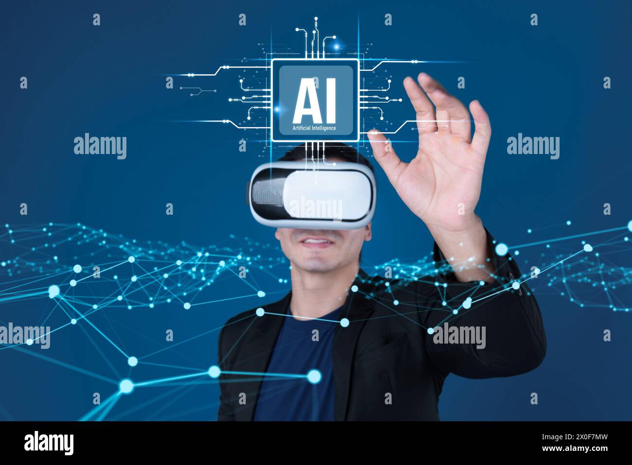 Human interact with AI artificial intelligence brain processor in ... Human interact with AI artificial intelligence brain processor in ...