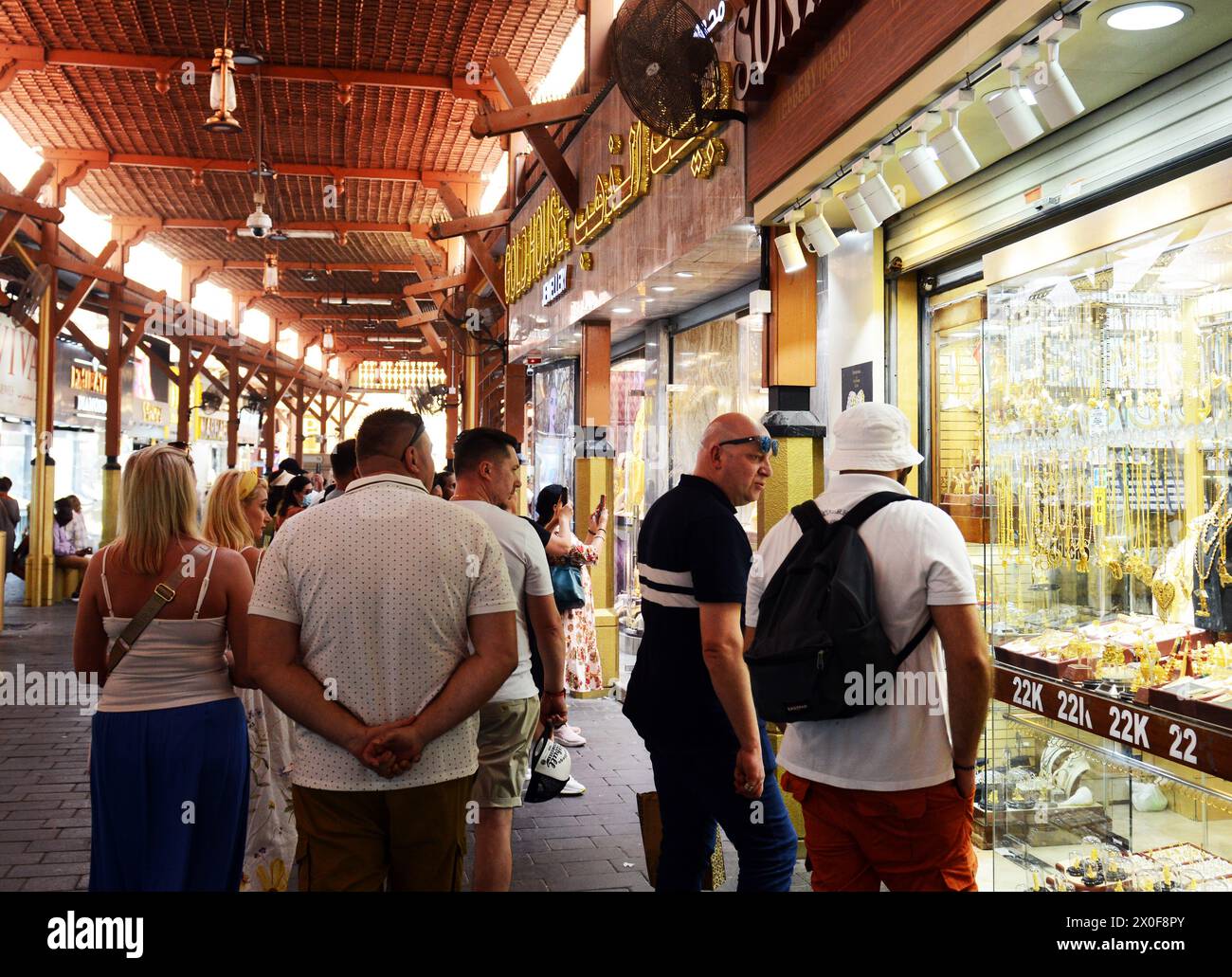 Gold shops at the Gold Souk in Deira, Dubai, UAE Stock Photo - Alamy