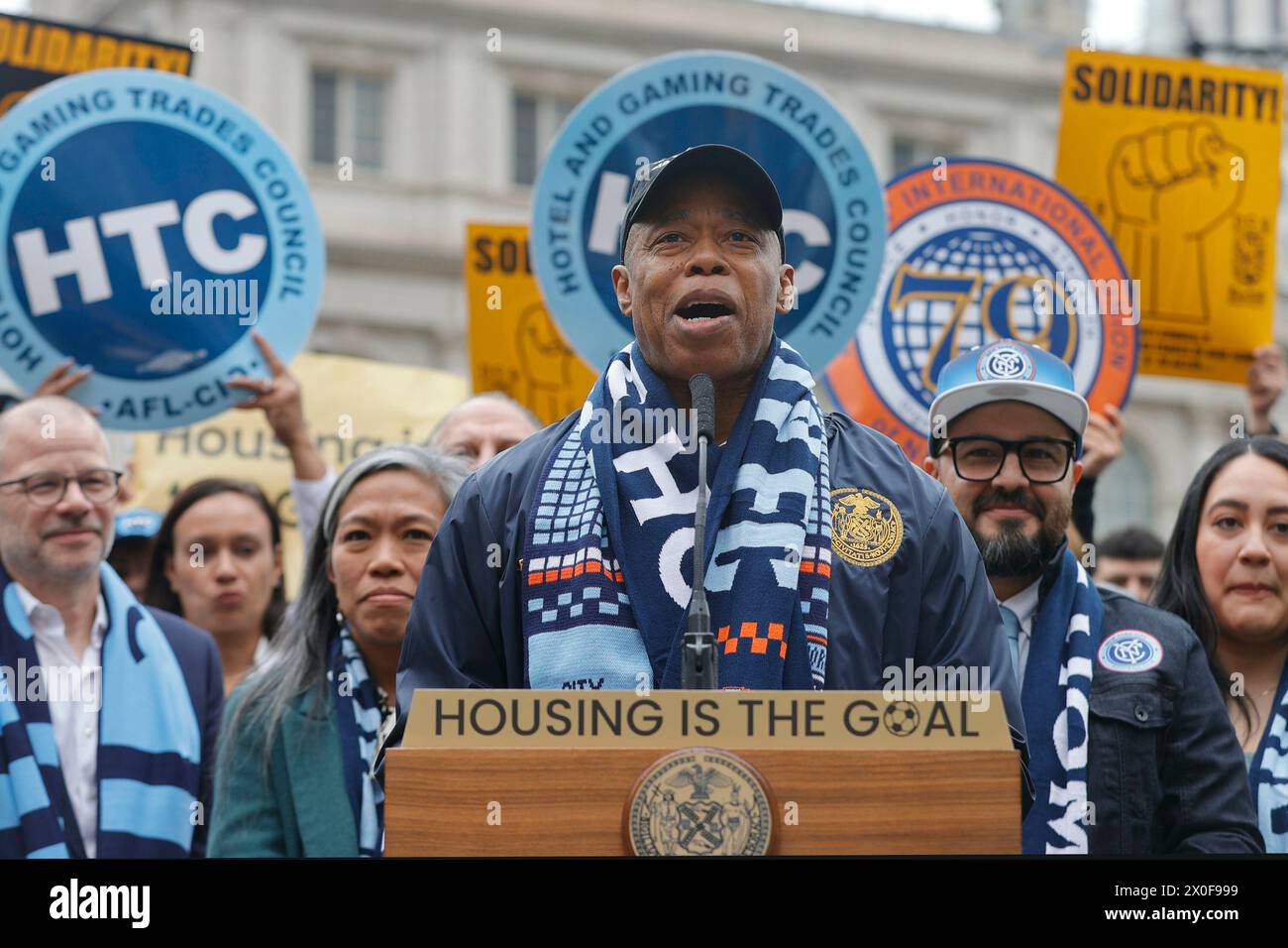 City Hall Park, New York, USA, April 11, 2024 - New York City Mayor ...