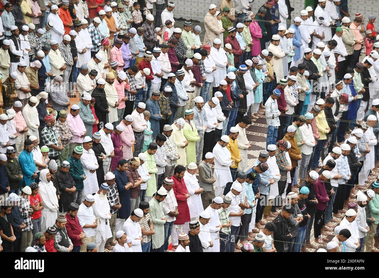 NOIDA, INDIA - APRIL 11: Muslims offer prayers (namaz) on the occasion ...
