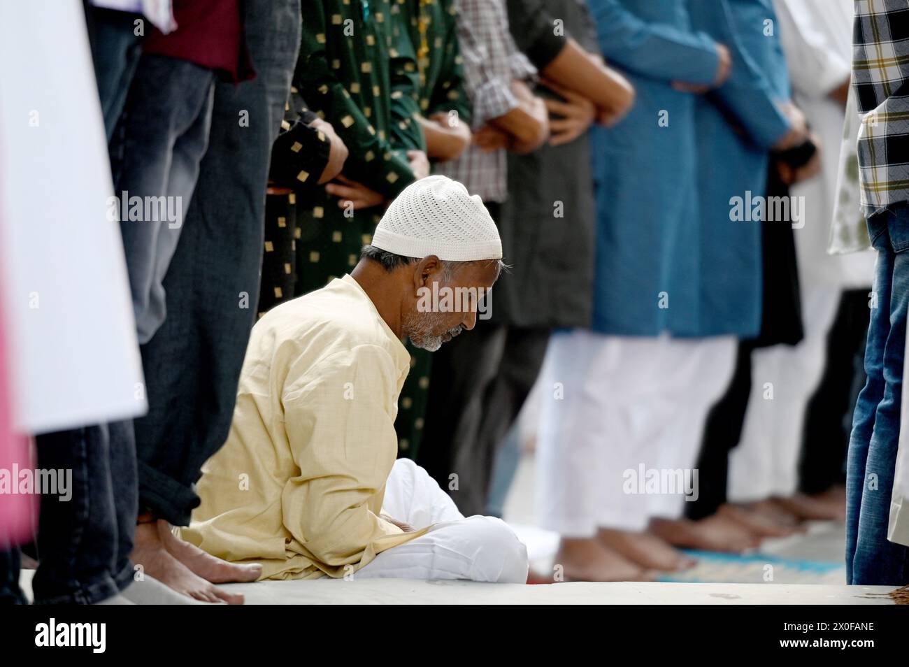 NOIDA, INDIA - APRIL 11: Muslims offer prayers (namaz) on the occasion ...