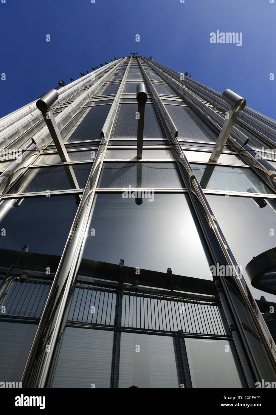 Looking up at from the terrace on the 148th floor of the top part of ...