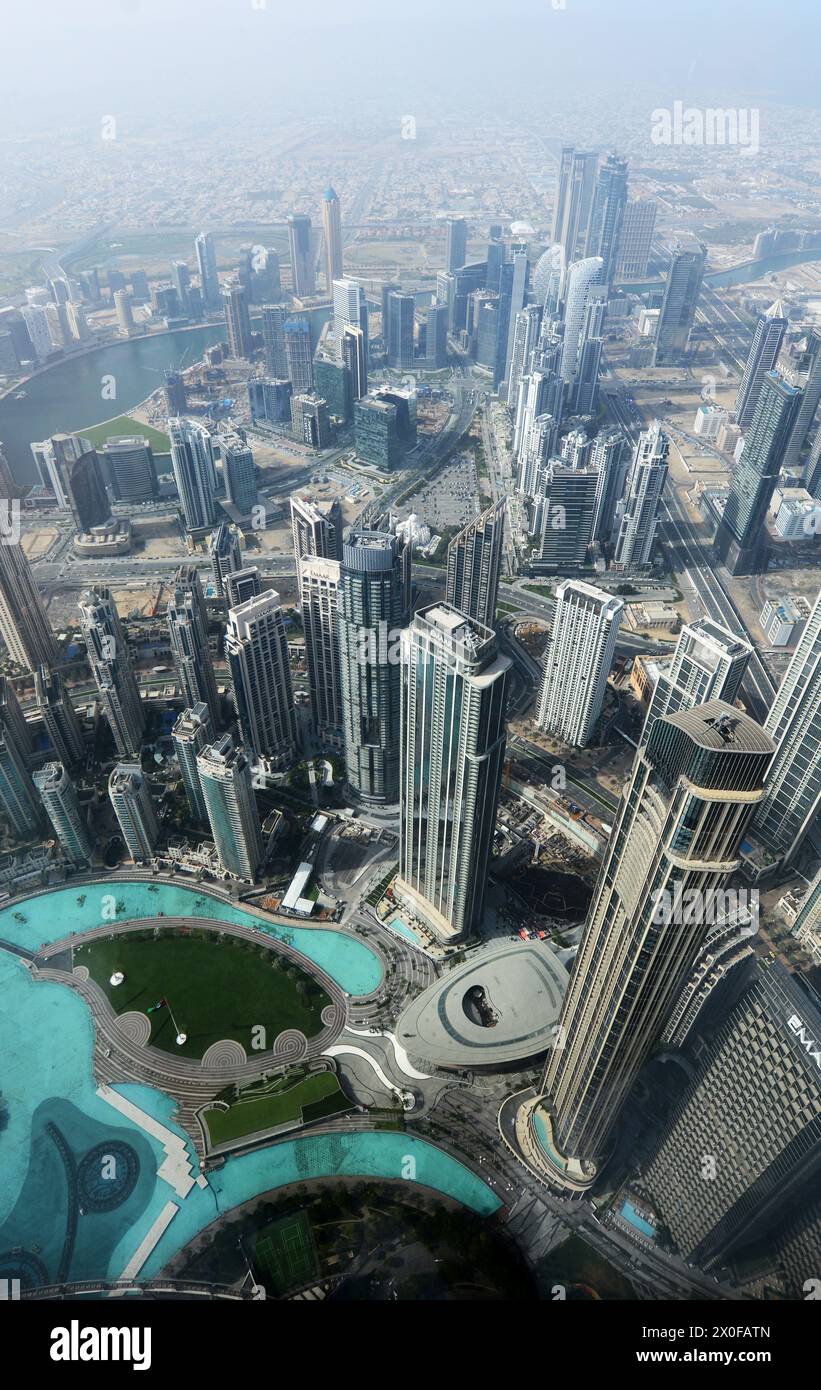 A view of the modern skyline to the South of Burj Khalifa tower in ...
