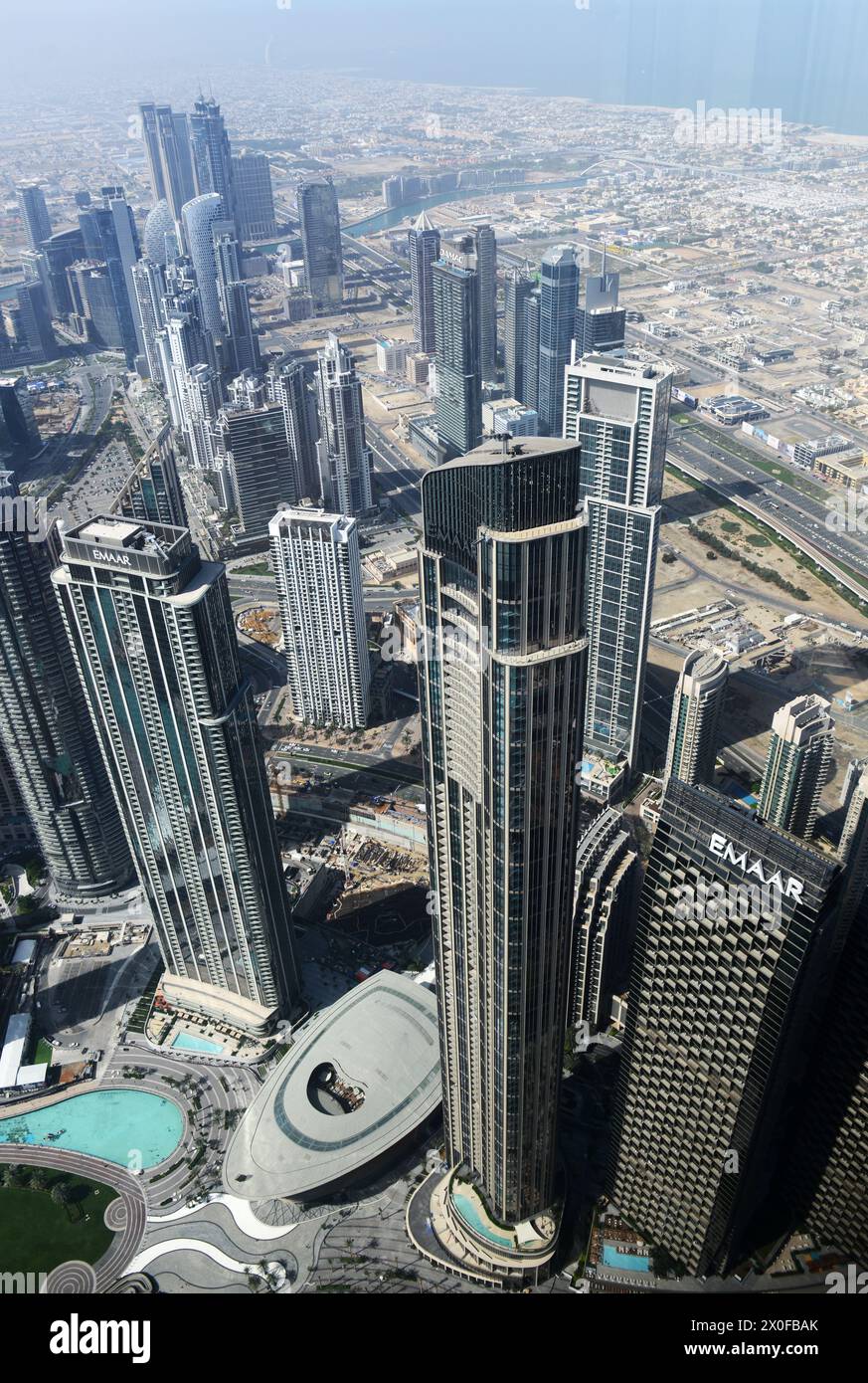 A view of the modern skyline to the South of Burj Khalifa tower in ...