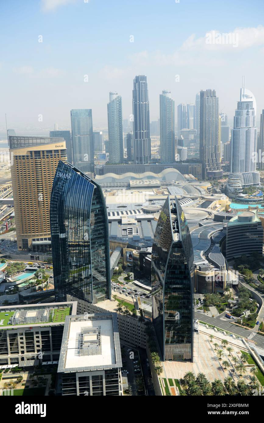 A view of the modern skyline to the South of Burj Khalifa tower in ...