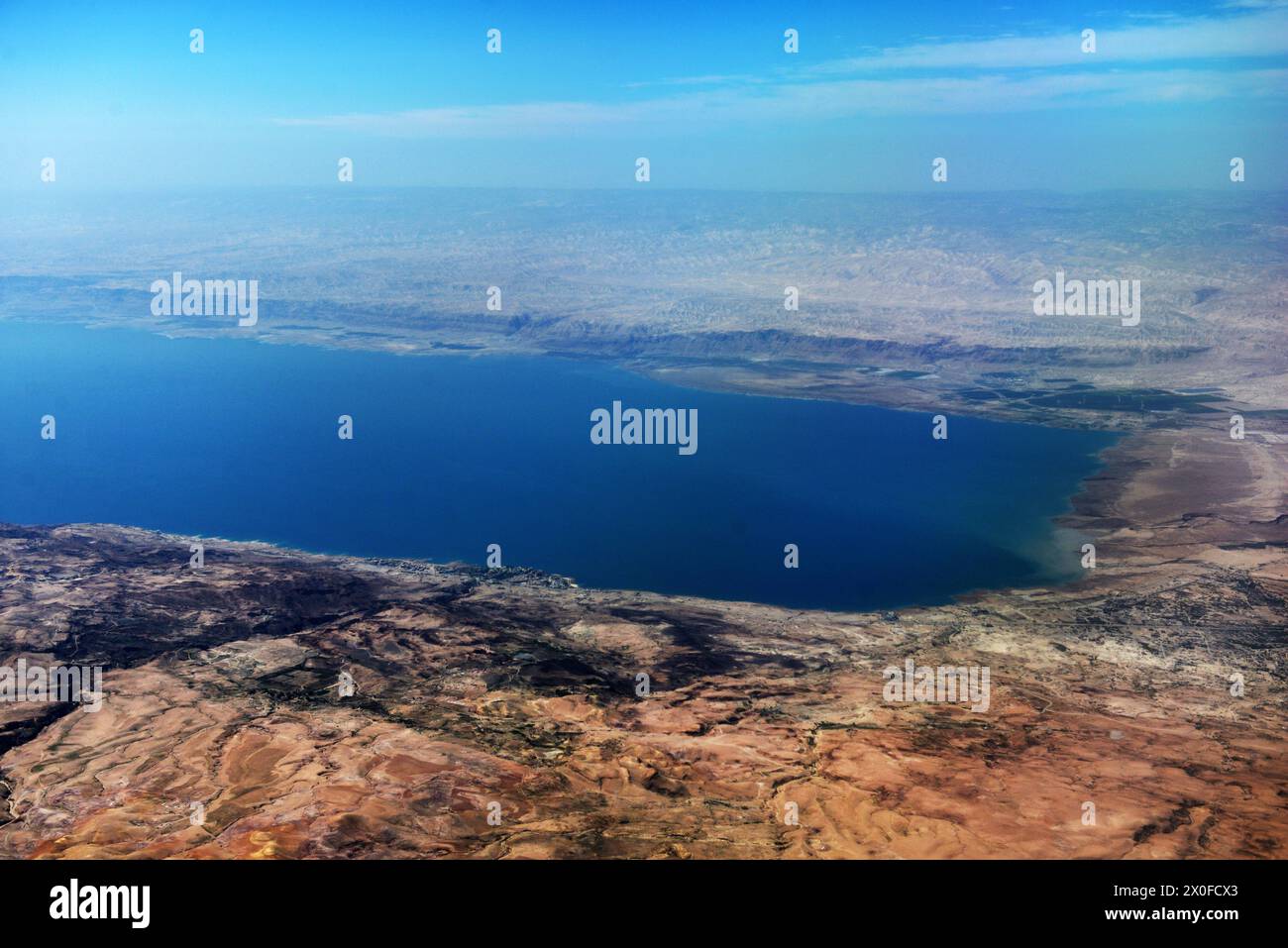 An aerial view of the the Dead Sea seen from Jordan Stock Photo - Alamy
