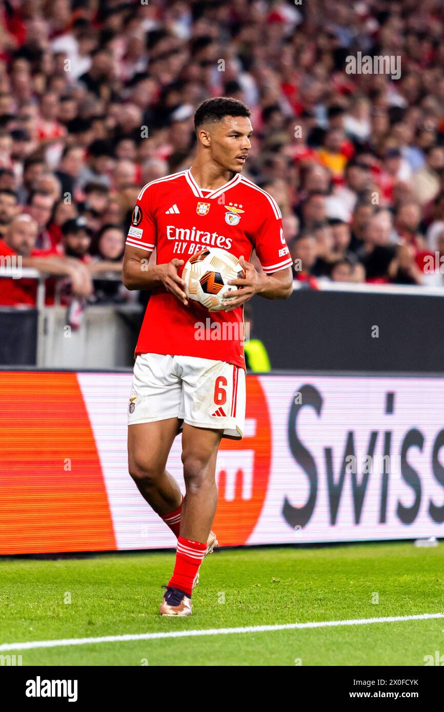 Lisbon, Portugal. 11th Apr, 2024. Alexander Bah of Benfica seen in ...