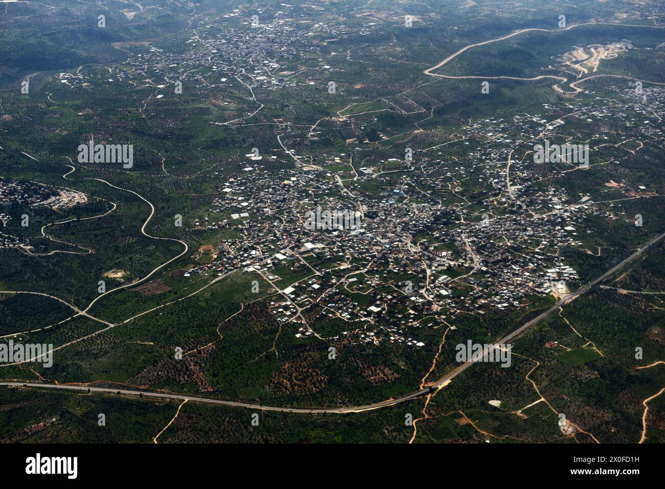 Aerial view of Palestinian villages in the Tulkarm Governorate ...