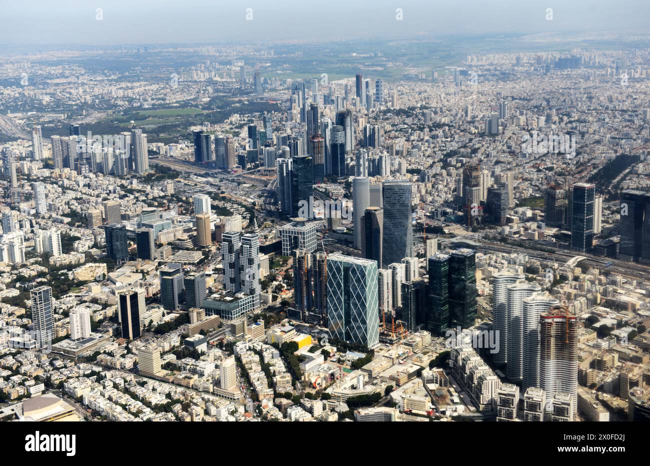 Aerial view of the modern skyscrapers in Tel-Aviv, Israel Stock Photo ...