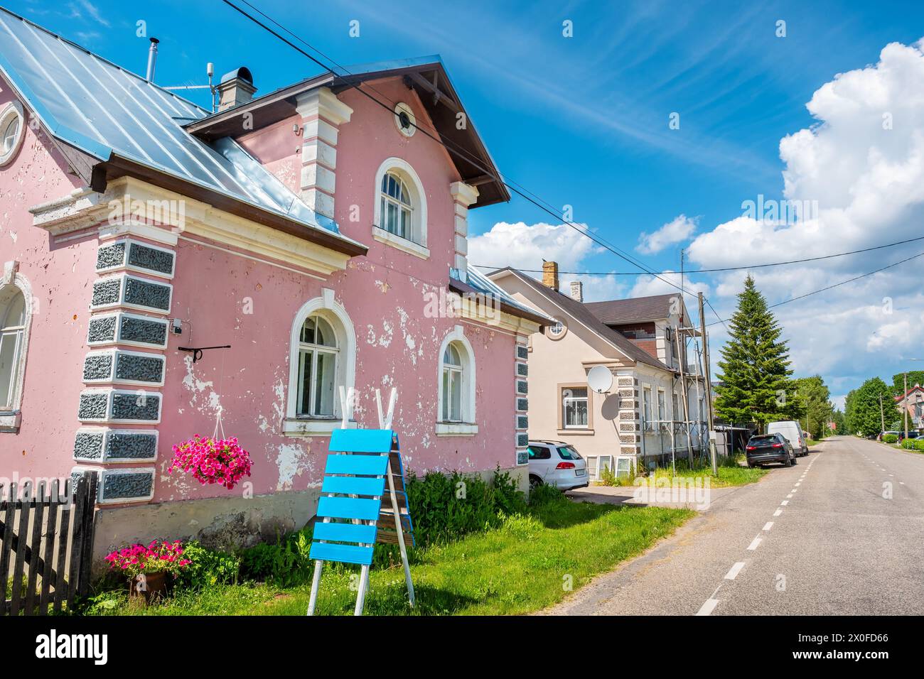 Main street of old believers village at Kolkja. Estonia, Baltic States ...