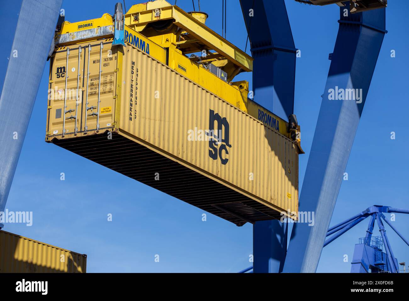 April 11, 2024, Mannheim (Germany): A container from the Mediterranean ...
