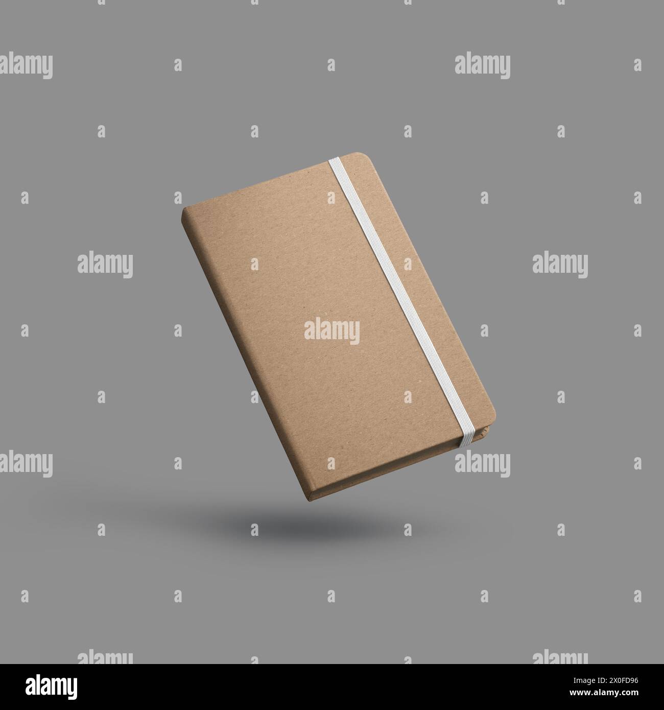 Mockup of closed textured craft notebook with white band, notepad in ...
