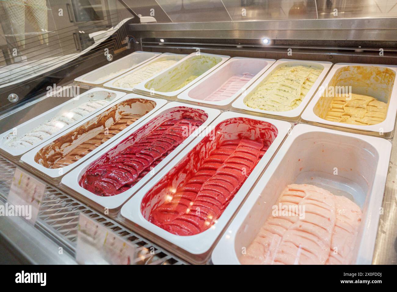 Colorful Assortment of Gelato Flavors in a Display Case at an Italian ...