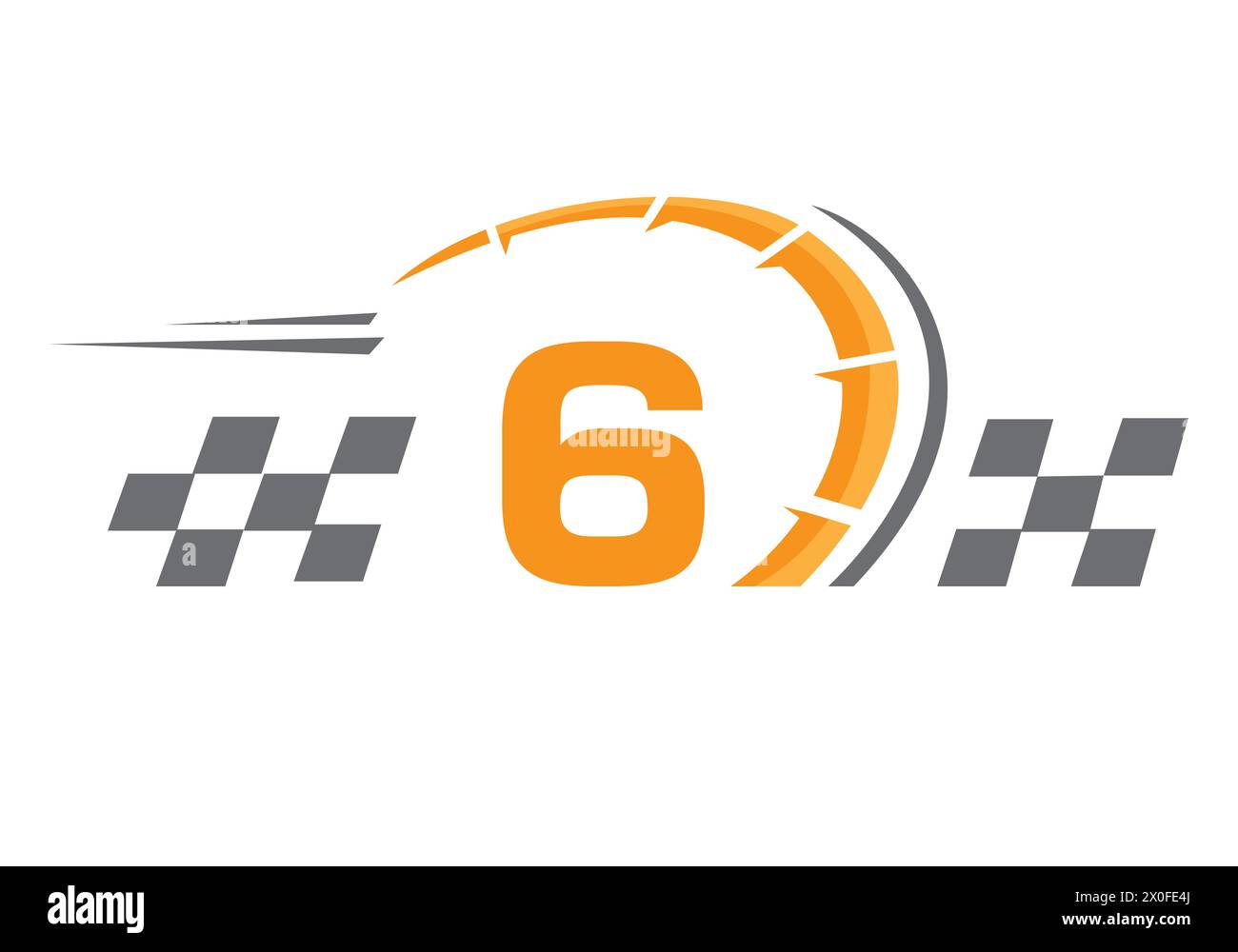 Letter 6 with Racing Flag Logo. Speed Logo Symbol Stock Vector Image ...