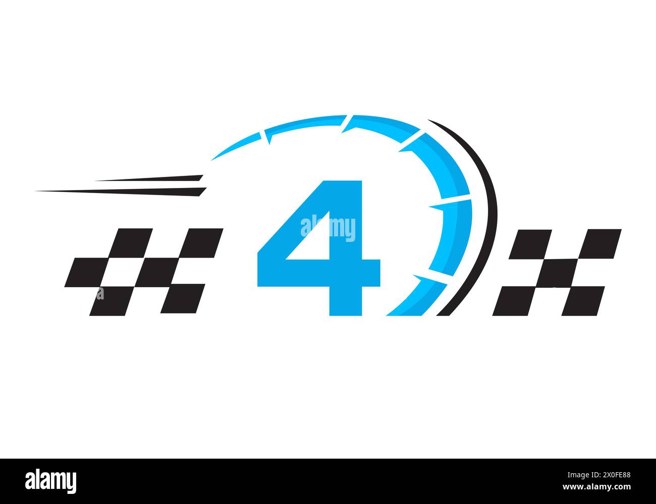 Letter 4 with Racing Flag Logo. Speed Logo Symbol Stock Vector Image ...