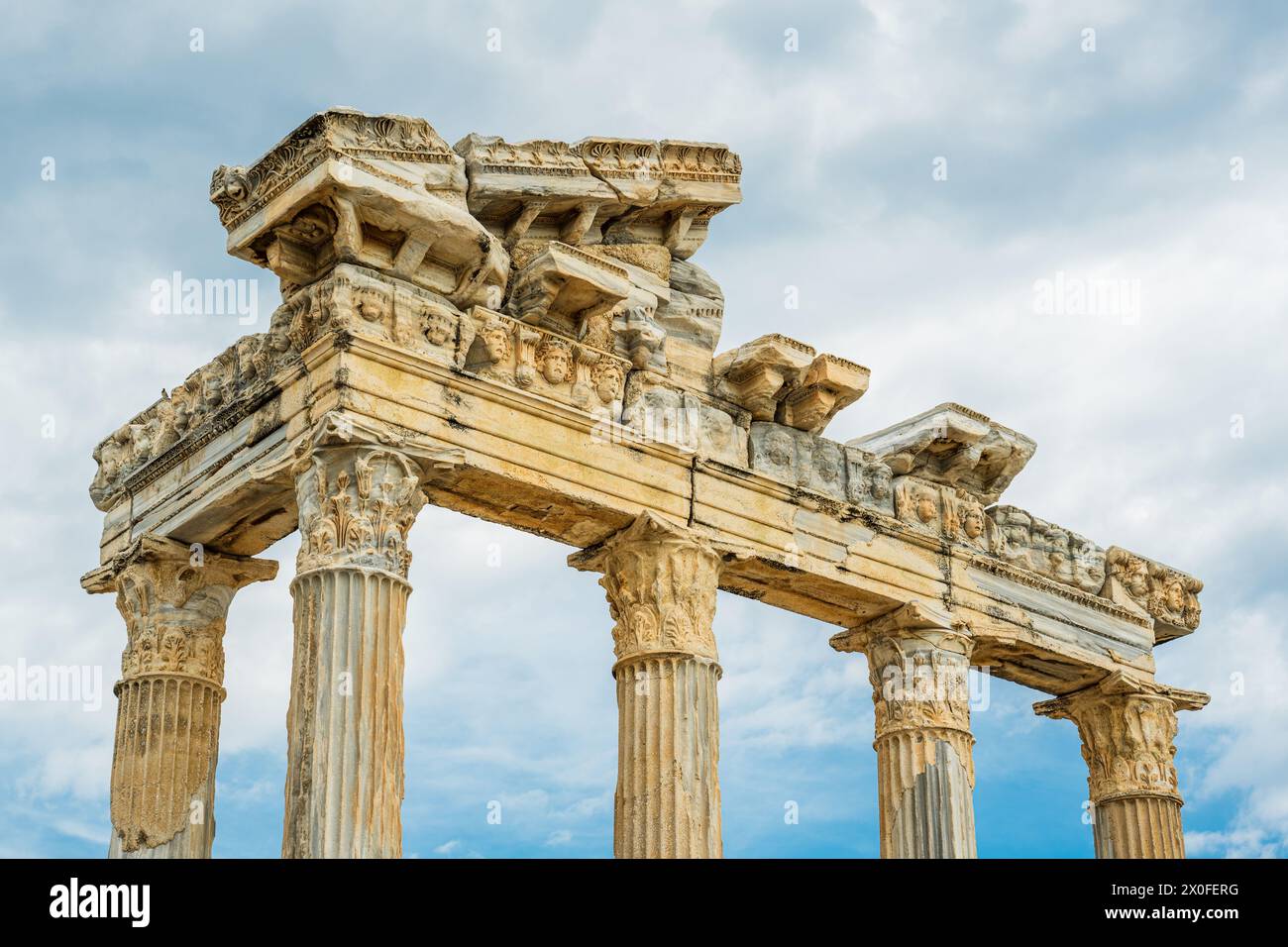 Temple of Apollo in Side Ancient City on a cloudy spring day Stock ...