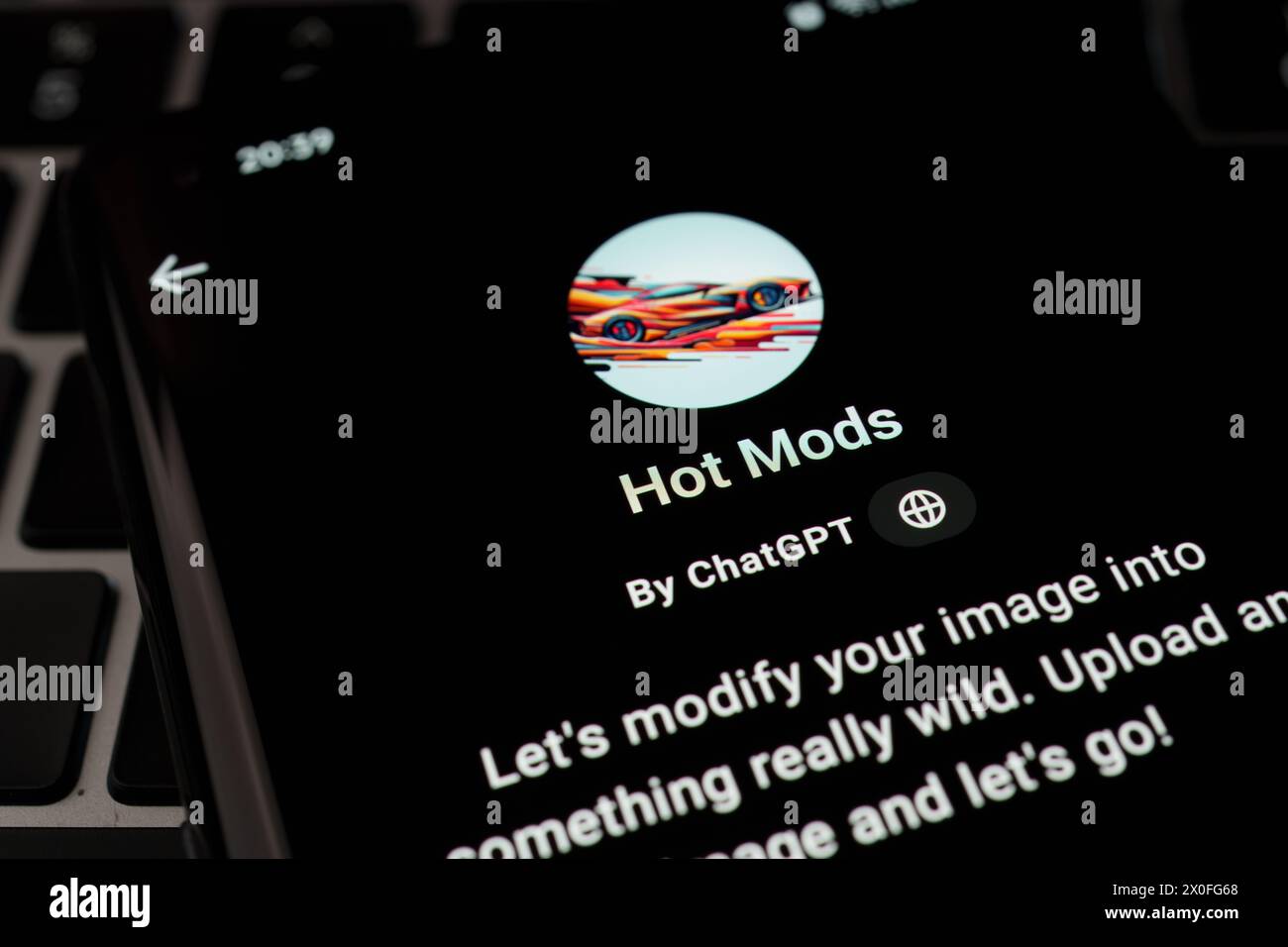 HOT MODS custom GPT seen in GPT Store on the screen of smartphone ...