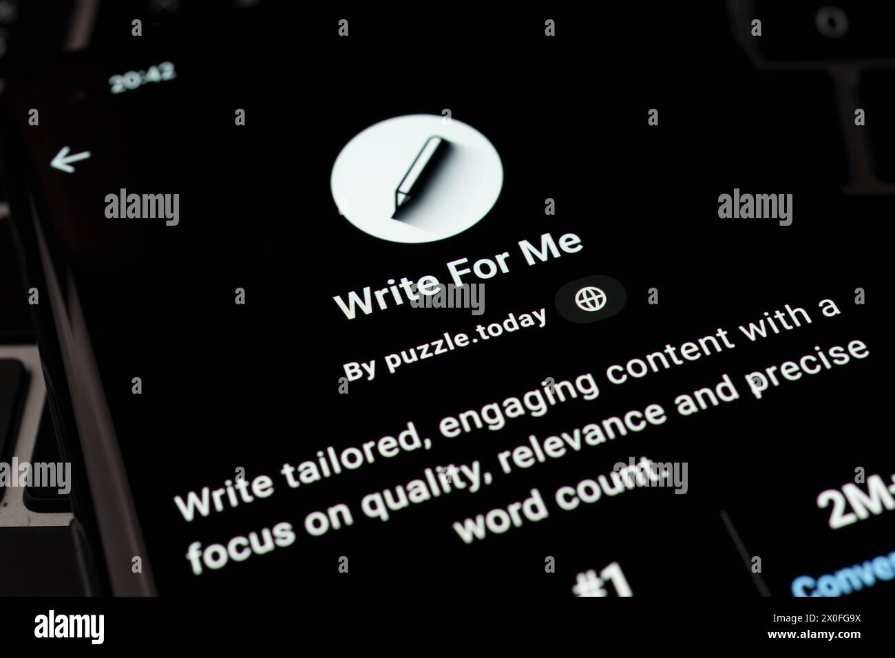 Write For Me Custom Gpt Seen In Gpt Store On The Screen Of Smartphone