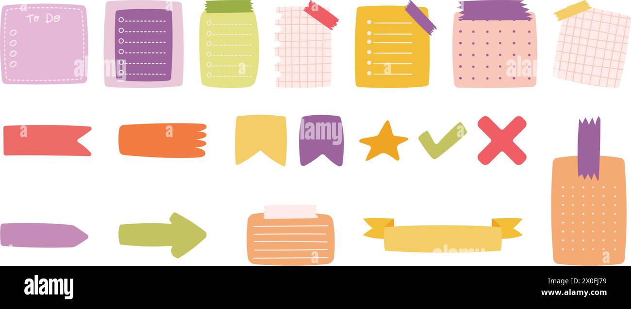 Paper sheets sticker collection for convenient note-taking and ...