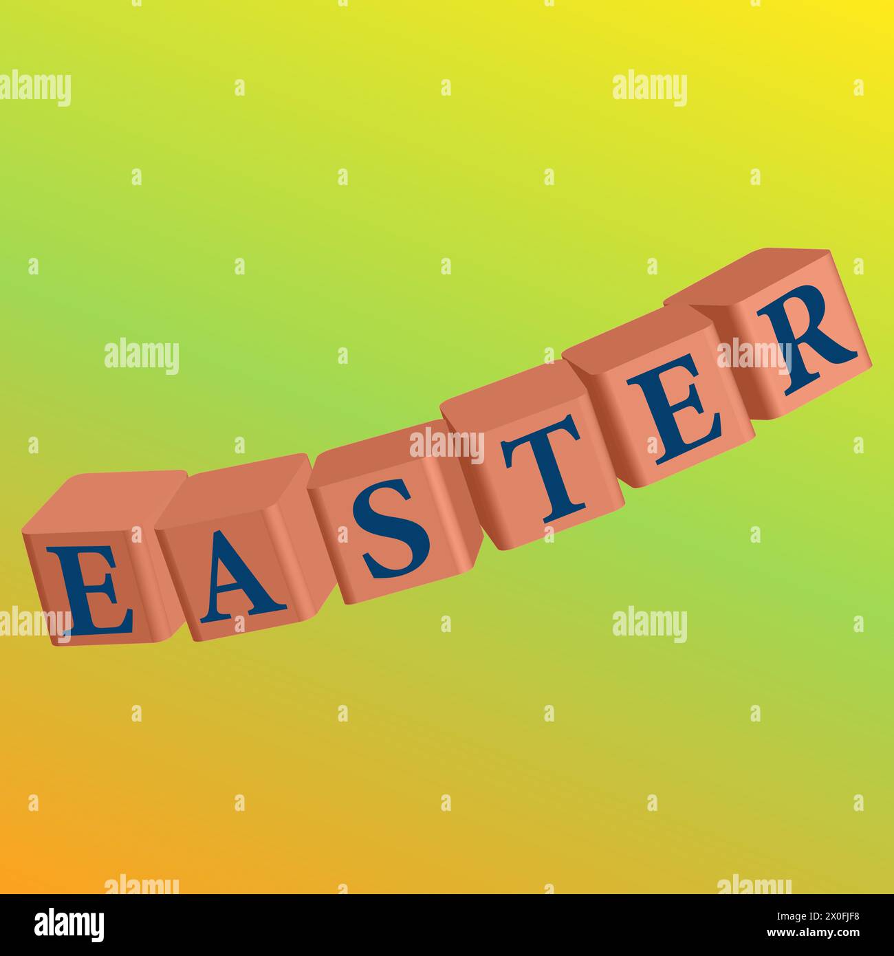 Orange cubes labeled Easter. Multicolored gradient background. Vector ...