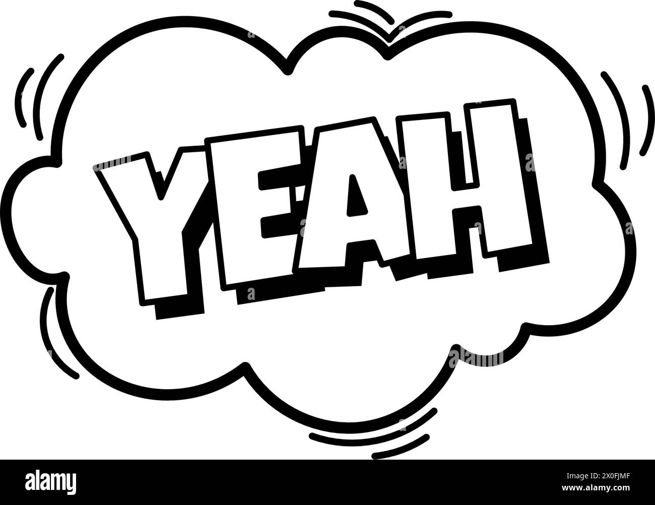 Pow comic bubble. Sound dialogue speech bubbles with word - Yeah. Pop art expression in black ...