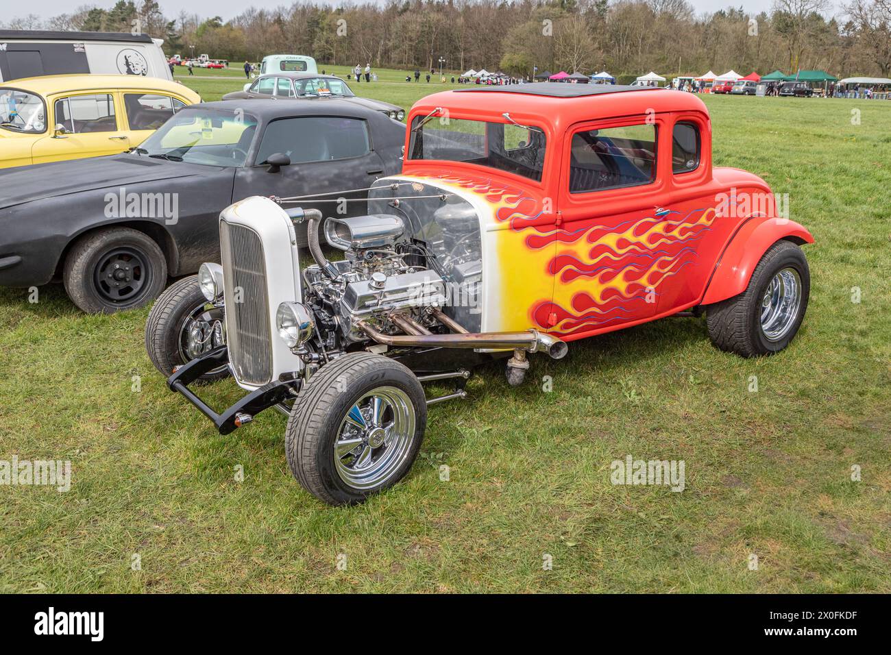 A classic Ford Hot Rod with a supercharged V8 engine Stock Photo - Alamy